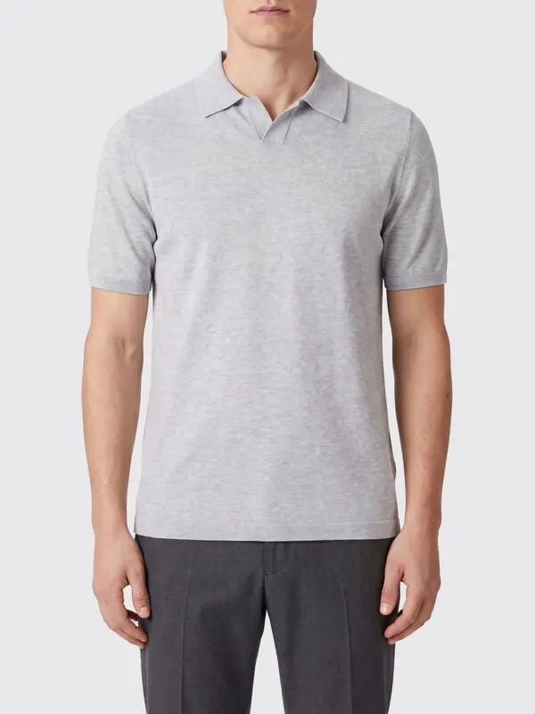 KANGRA Short-sleeved Polo Shirt Knitted In Silk And Cashmere - Silver