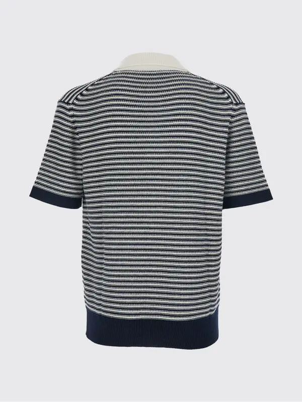 KANGRA Striped Short-sleeved Knit Polo Shirt In Silk And Cashmere