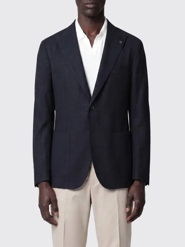 Tagliatore Slim Fit Single-breasted Virgin Wool Blazer With Peak Lapels - Blue