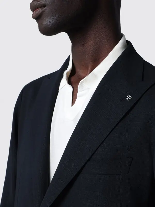 Tagliatore Slim Fit Single-breasted Virgin Wool Blazer With Peak Lapels - Blue
