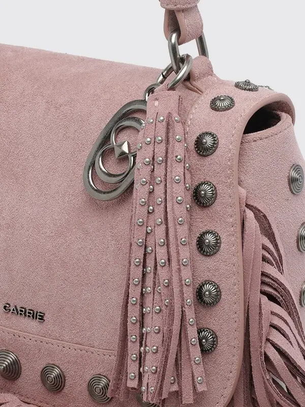 LA CARRIE Aztec Studded And Fringed Suede Shoulder Bag