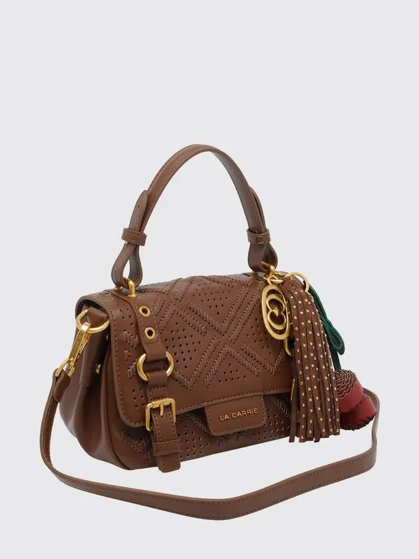 LA CARRIE Atena Labyrinth Perforated Calfskin Leather Mini Bag With Charm