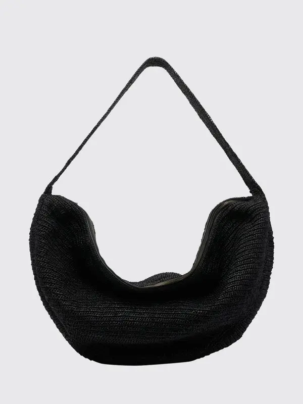 IBELIV Vibe Crochet Shoulder Bag In Raffia With A Zip Closure And Braided Handle