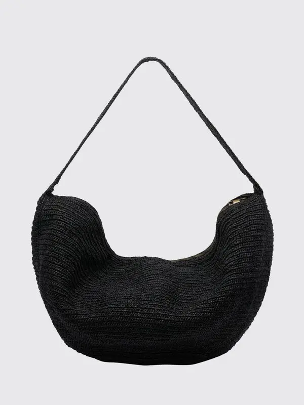 IBELIV Vibe Crochet Shoulder Bag In Raffia With A Zip Closure And Braided Handle