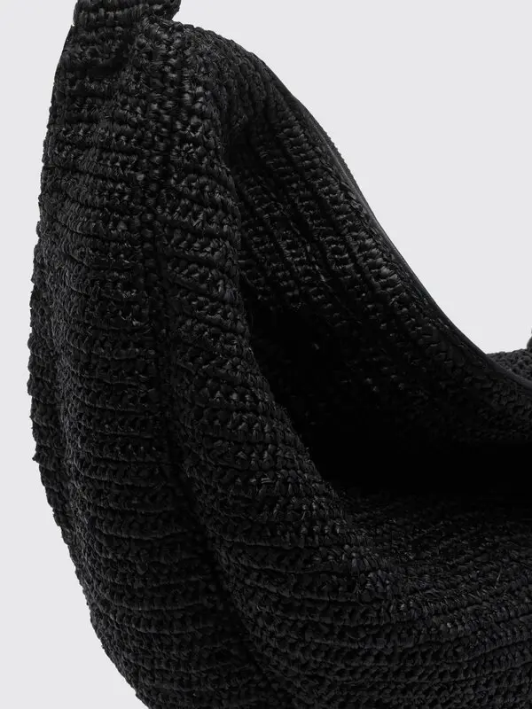 IBELIV Vibe Crochet Shoulder Bag In Raffia With A Zip Closure And Braided Handle