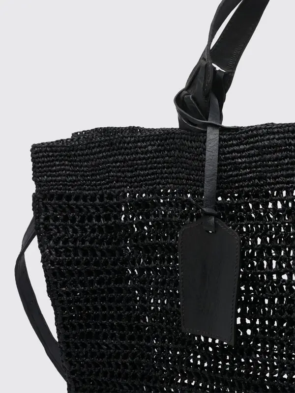 IBELIV Ocean Crochet Handbag In Raffia With Leather Handles And Shoulder Strap