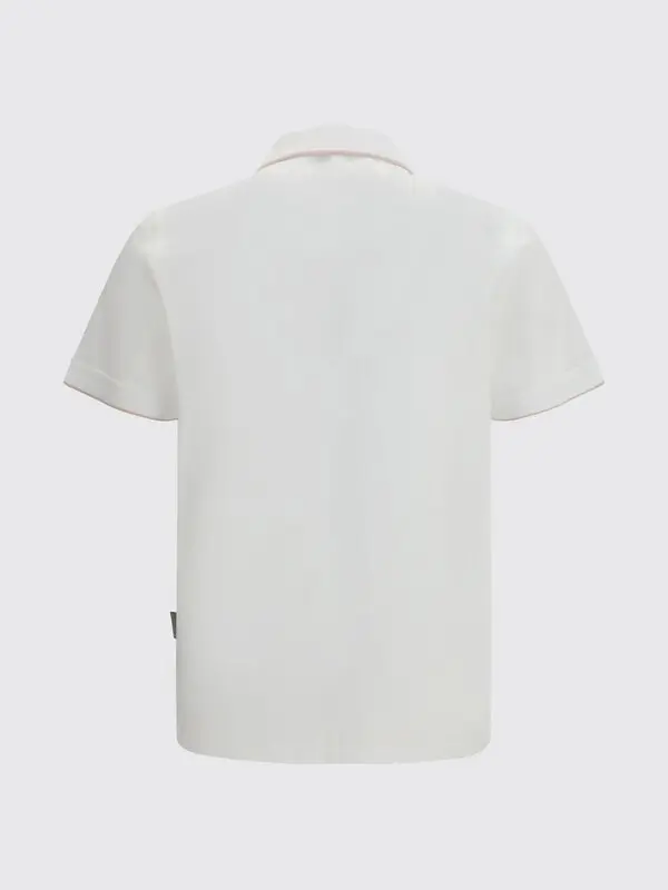 MOORER Short-sleeved V-neck Cotton Polo Shirt With Contrast Trims