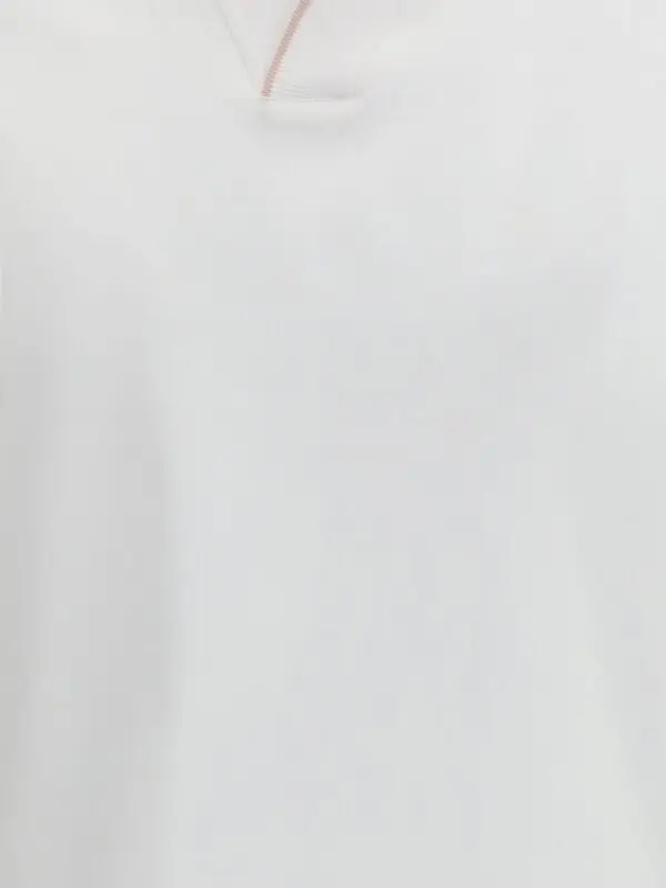 MOORER Short-sleeved V-neck Cotton Polo Shirt With Contrast Trims