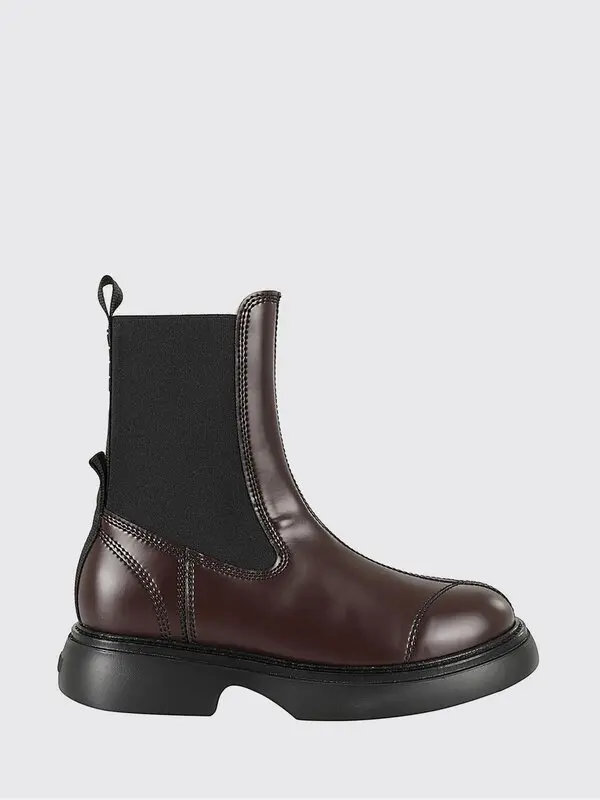 GANNI Recycled Leather Chelsea Boots With Chunky Rubber Sole - Brown
