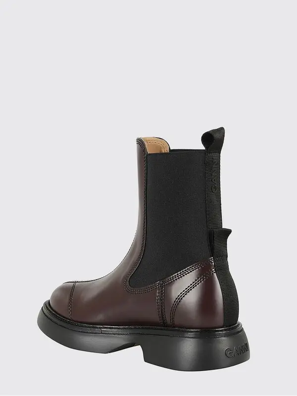 GANNI Recycled Leather Chelsea Boots With Chunky Rubber Sole - Brown