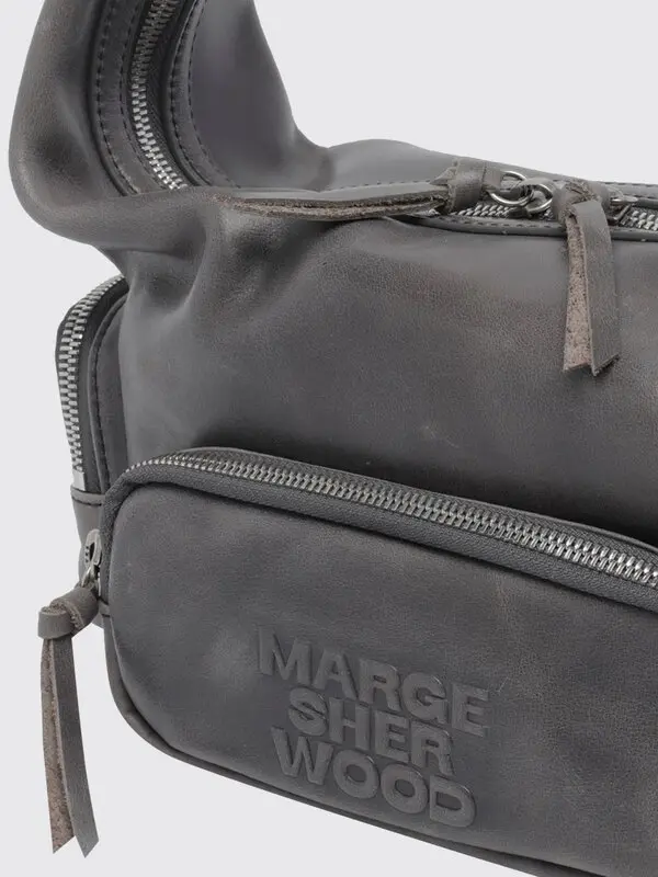 MARGESHERWOOD Smooth Calfskin Leather Hobo Bag With Double Zip Closure