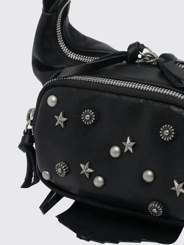 MARGESHERWOOD Mini Leather Hobo Bag With Studs, Fringes And Star Embroidery