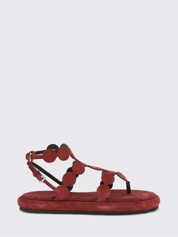 Pierre Hardy Suede Thong Sandals With Ankle Strap - Red