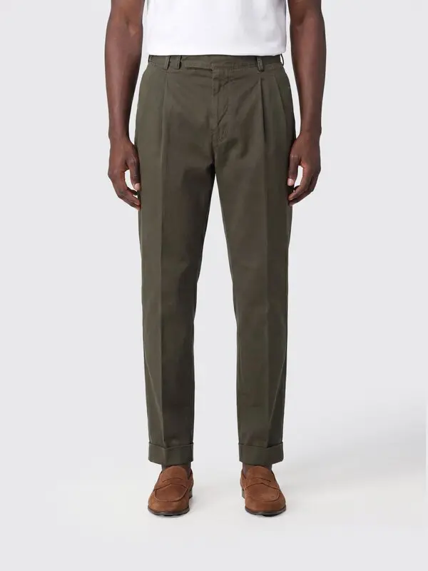 PT TORINO Slim Fit Cotton Chino Trousers With Off-center Closure - Mud