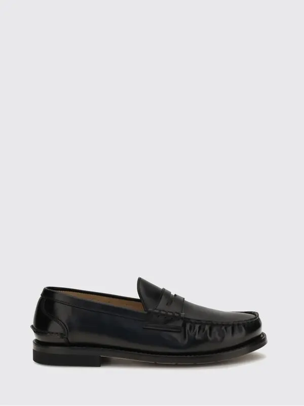 Premiata Classic Calfskin Leather Loafers With Saddle Strap