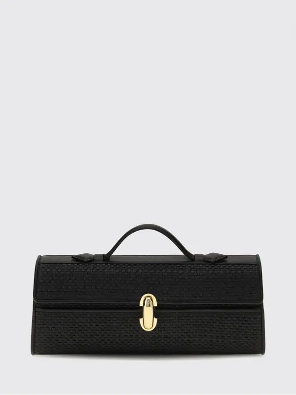 Savette Woven Leather Clutch With A Metallic Mechanism Closure