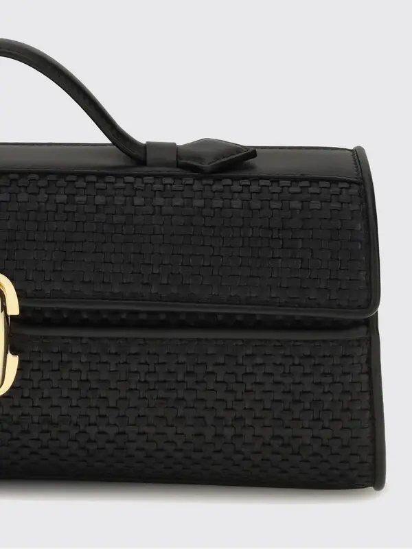 Savette Woven Leather Clutch With A Metallic Mechanism Closure