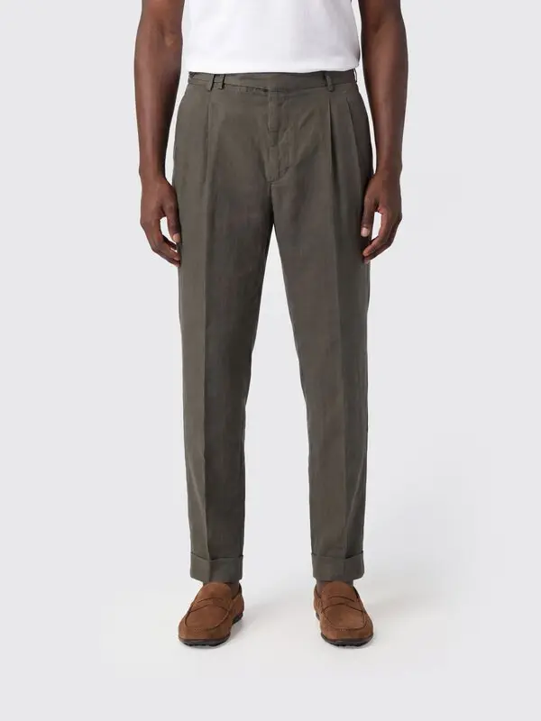 PT TORINO Slim Fit Linen And Cotton Blend Chino Trousers - Brown