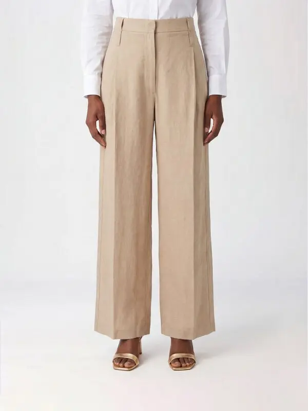 TELA High-waisted Linen And Cotton Wide-leg Tailored Trousers - Beige