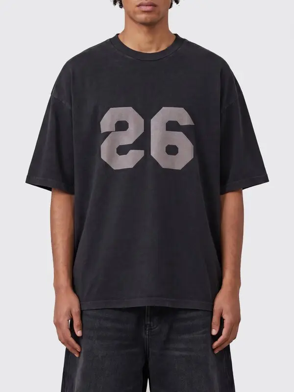 Fear Of God Relaxed Fit Cotton T-shirt With Slogan And Contrast Logo Print - Black