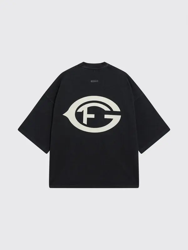 Fear Of God Relaxed Fit Cotton T-shirt With Slogan And Contrast Logo Print