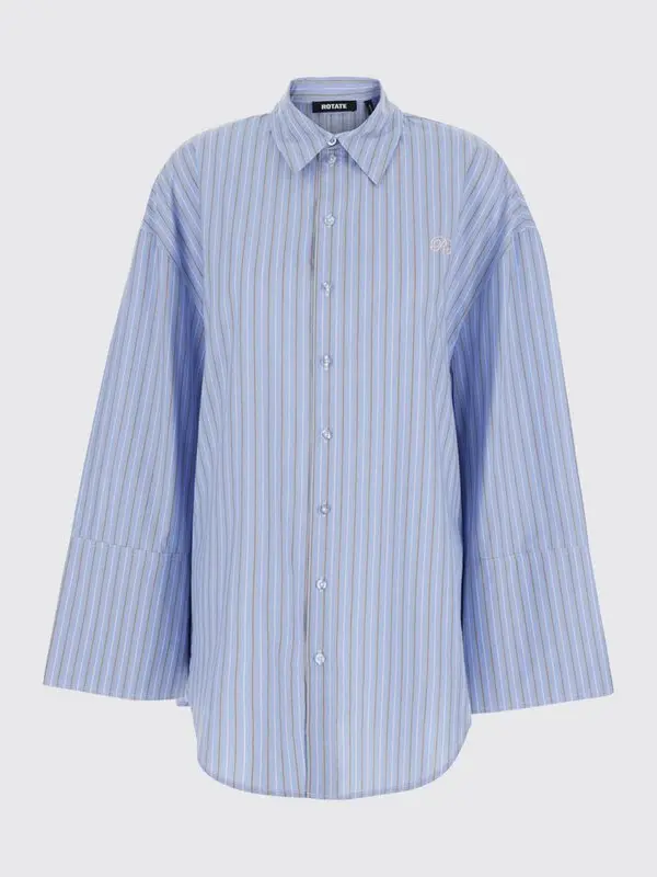 ROTATE BY BIRGER CHRISTENSEN Oversized Striped Cotton Shirt With Embroidered Logo And Dropped Shoulders