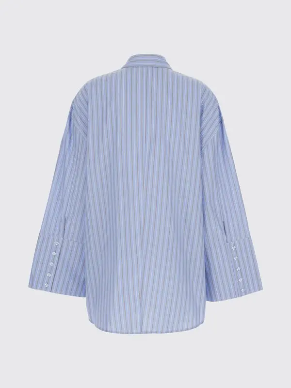 ROTATE BY BIRGER CHRISTENSEN Oversized Striped Cotton Shirt With Embroidered Logo And Dropped Shoulders
