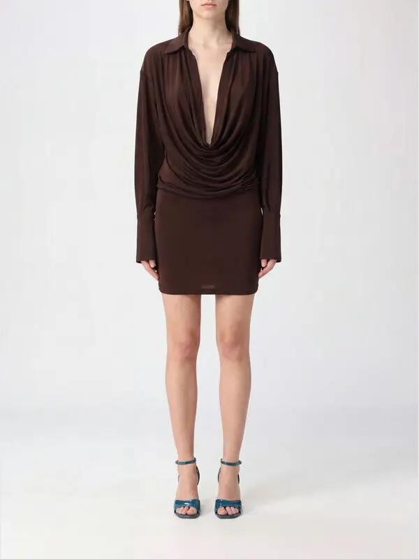 Andamane Draped Mini Dress - Brown