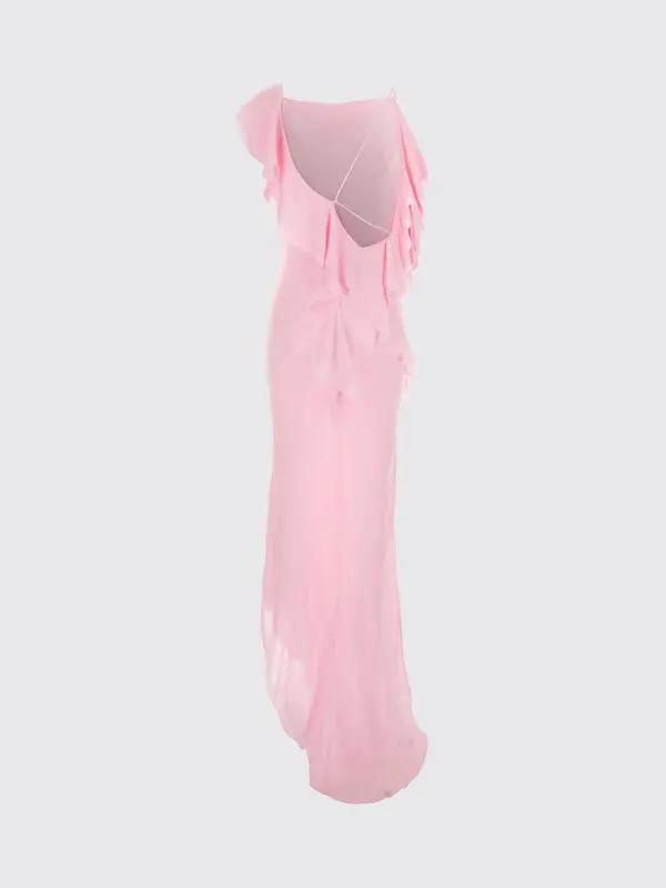 SELF-PORTRAIT One-shoulder Satin Midi Dress With Ruffles And Asymmetrical Hem
