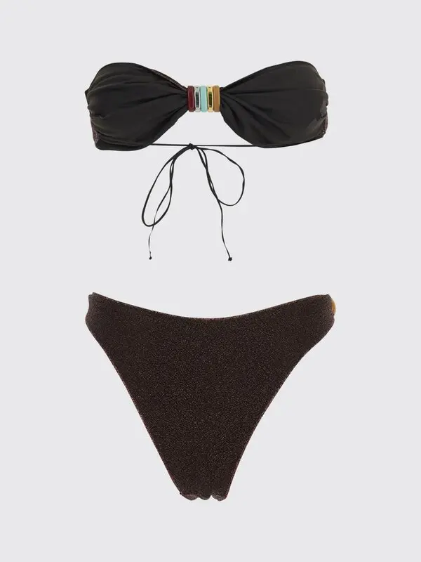 Oseree Lurex Bikini With Sweetheart Neckline And Decorative Stone Embellishments