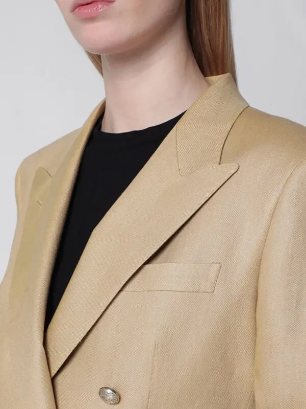Tagliatore 100% Linen Double-breasted Blazer With Back Vent