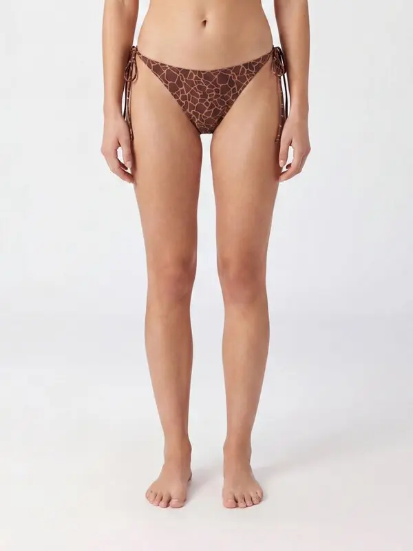 MC2 SAINT BARTH Animalier Print Bikini Bottoms With Side Ties - Safari