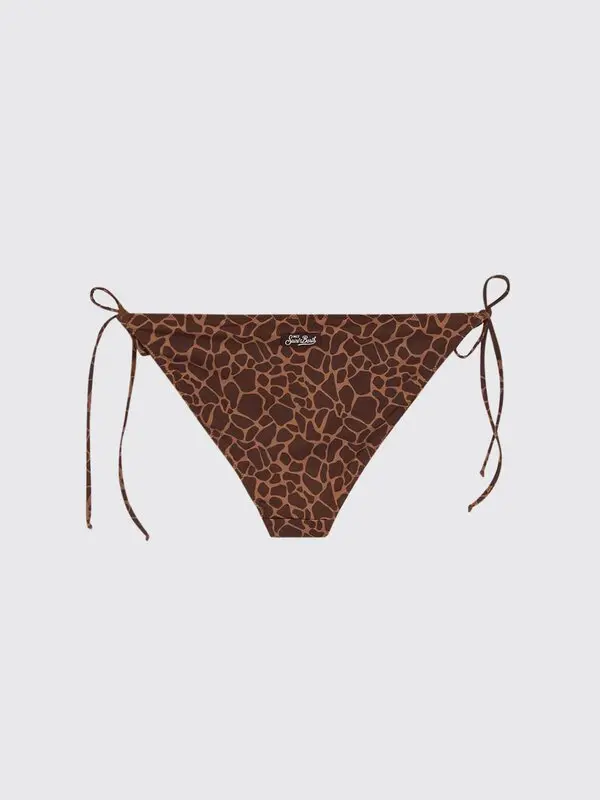 MC2 SAINT BARTH Animalier Print Bikini Bottoms With Side Ties - Safari