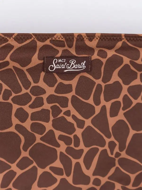MC2 SAINT BARTH Animalier Print Bikini Bottoms With Side Ties - Safari