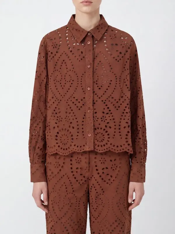 MC2 SAINT BARTH Broderie Anglaise Cotton Shirt