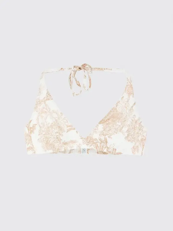 MC2 SAINT BARTH Tropical Print Bikini Top With Tie-shoulder Straps