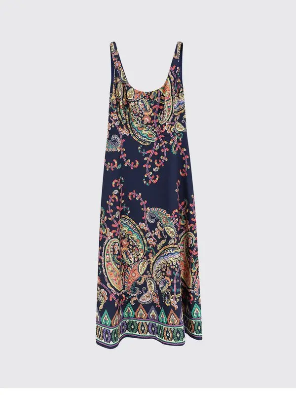 Etro Paisley Print Crêpe Midi Dress With A Tie-waist Sash Belt