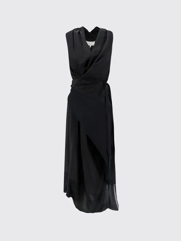 MAISON MARGIELA Asymmetric Viscose Midi Dress With Draped Waist