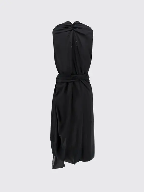 MAISON MARGIELA Asymmetric Viscose Midi Dress With Draped Waist