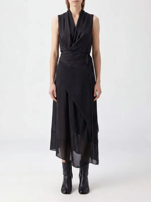 MAISON MARGIELA Asymmetrical Draped Midi Dress - Black