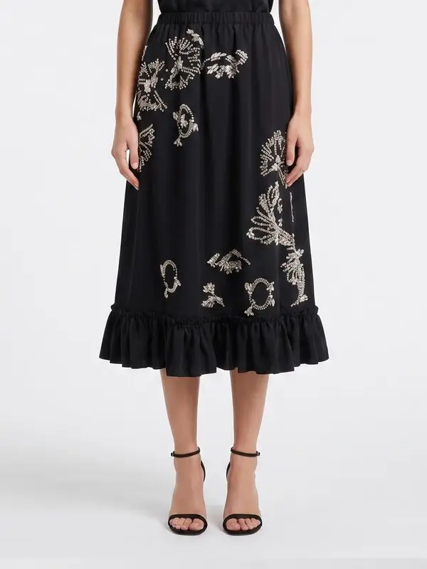 Dries Van Noten Embellished Midi Skirt - Black