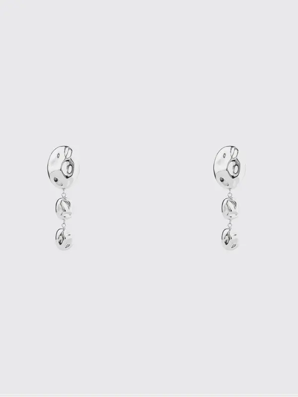 Federica Tosi Stone Oval Dangle Earrings In Chrome-plated Bronze - Grey