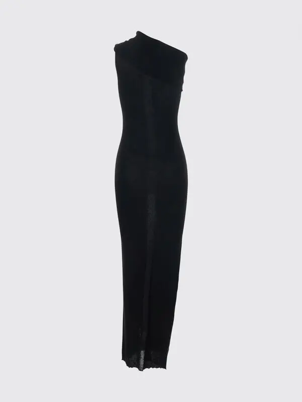 Rick Owens One-shoulder Asymmetric Wool Knit Midi Dress With Slim Fit - Black