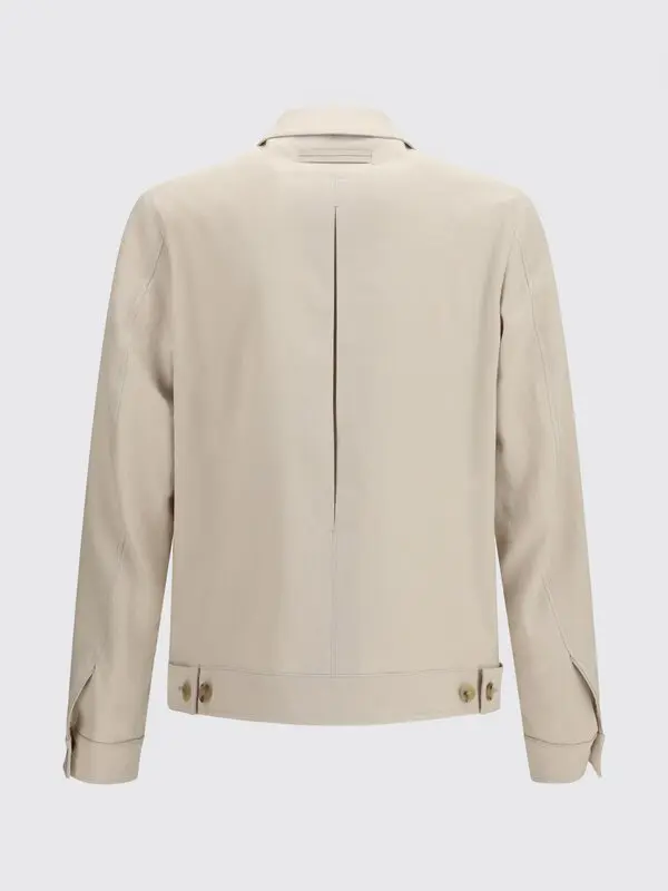 Zegna Short Shirt Jacket In Pure Linen With Zip Closure And Patch Pockets