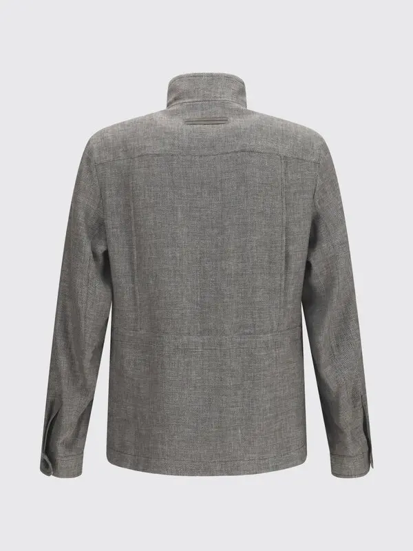 Zegna Lightweight Linen Cashmere Jacket With High Neck