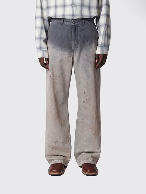 Our Legacy Rig Chino Wide-leg Jeans With Abstract Print - Grey