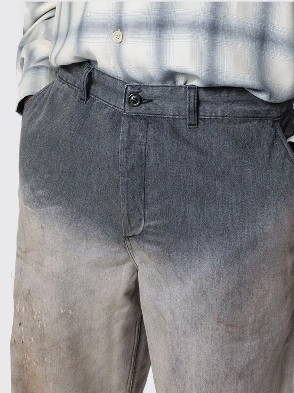 Our Legacy Rig Chino Wide-leg Jeans With Abstract Print - Grey
