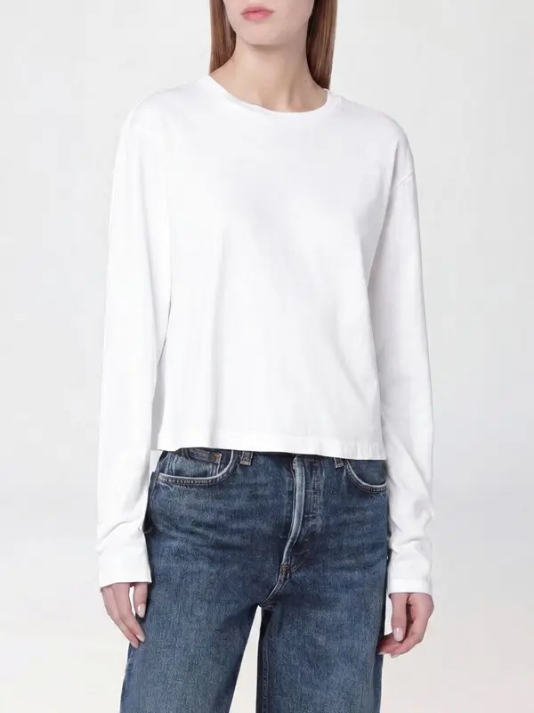 AGOLDE Long-sleeved Cotton Crewneck T-shirt - White