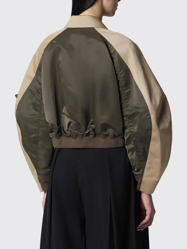 Sacai Cropped Nylon Bomber Jacket With Balloon Sleeves