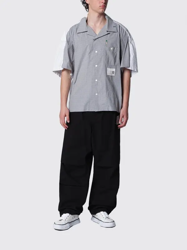 Mihara Yasuhiro Patchwork Print Cuban Collar Bowling Shirt